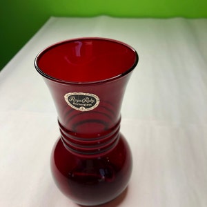 Vintage Ruby Red Royal Anchorglass Vase With Original Stickers - Etsy