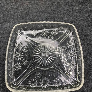 Vintage Crystal Glass Square Tray With Flower Pattern Trinkets and ...