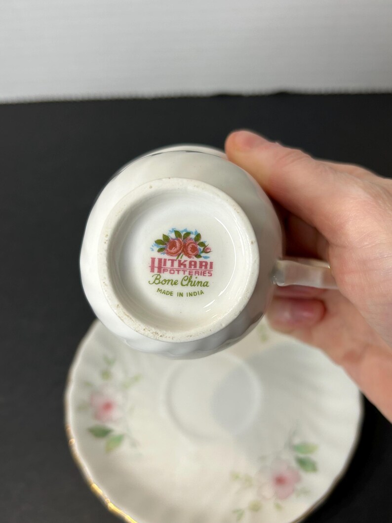 Vintage Hitkari Potteries Bone China India Miniature Pale Pink Flower ...