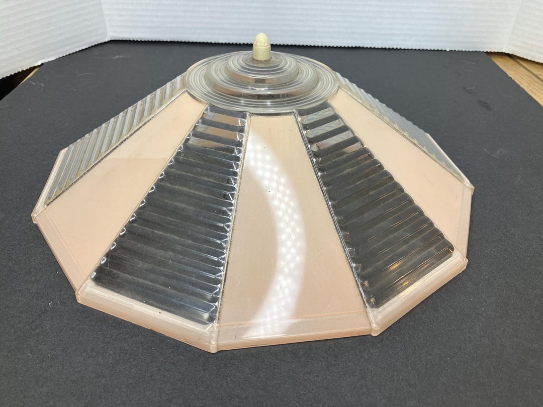 Vintage Art Deco Light Bulb Shade Peach and Clear With Bulb Grip - Etsy