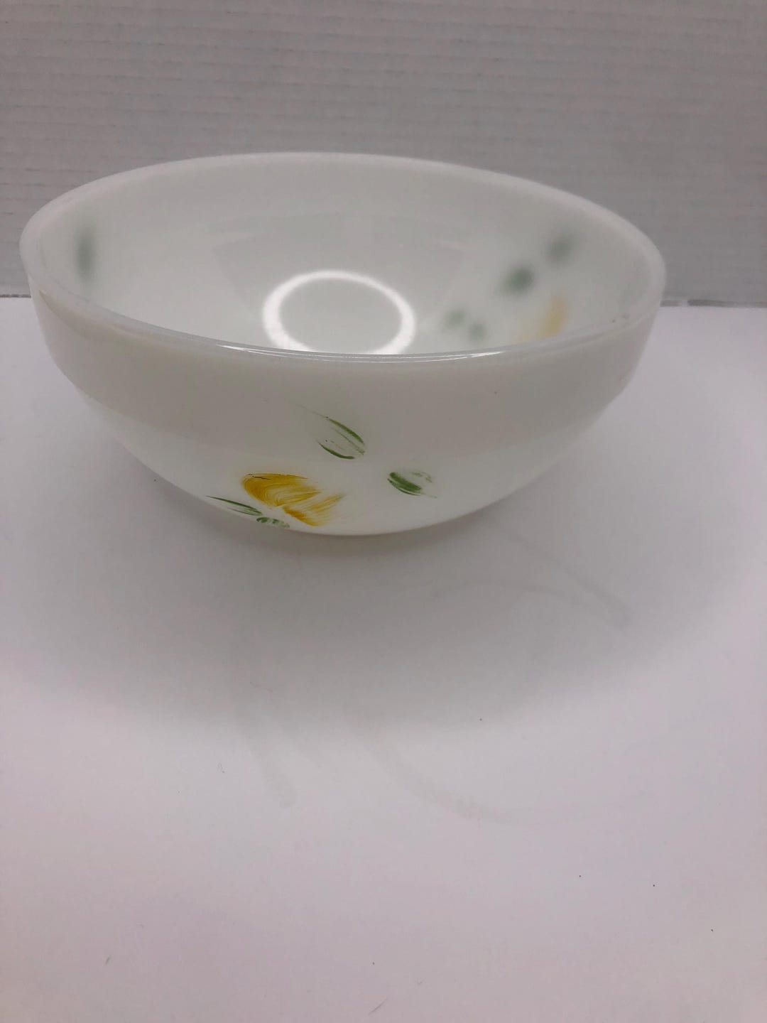 Fire King Fruit Mixing Bowl Pear Hand Painted Milk Glass 7 1/2 Inch ...