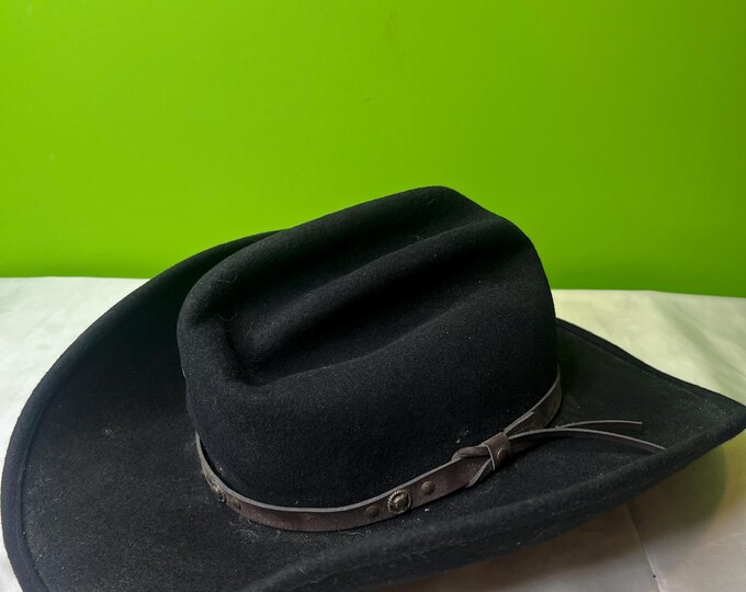 Vintage DPC Dorfman Pacific USA Black 100% Wool Felt Western Cowboy Hat ...