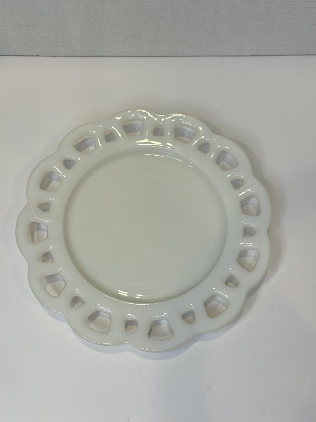 Vintage White Milk Glass Open Lace Edge 8” Plate - Etsy