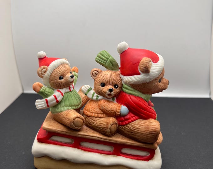 Vintage Homco Three Bears on a Sled Christmas Figurine Winter Hill - Etsy