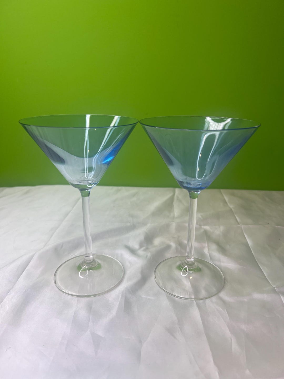 Vintage Blue Tinted Martini Glasses ~ Set of 2 - Etsy