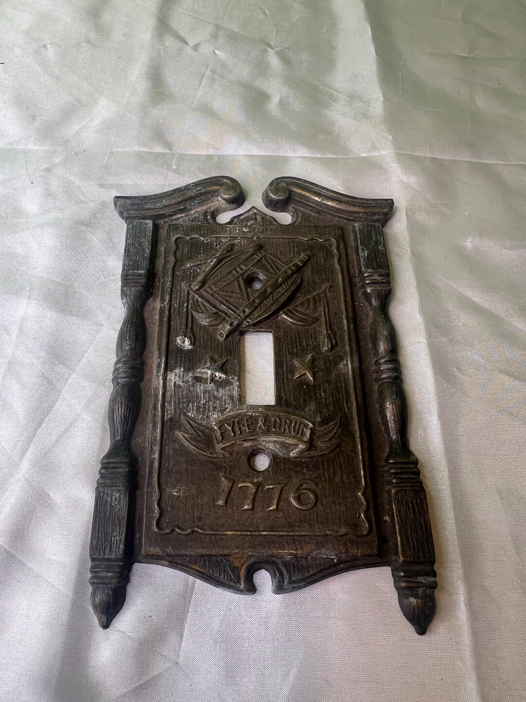 Vintage Brass Switch Plate Spirit of 1776 Fyfe and Drum American Track ...