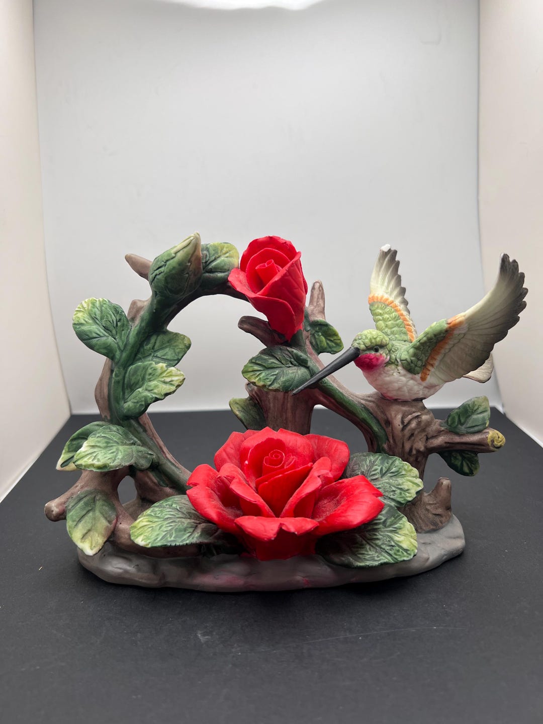 Vintage Porcelain- Hummingbird and Roses ~ Beautifully Painted and Very ...