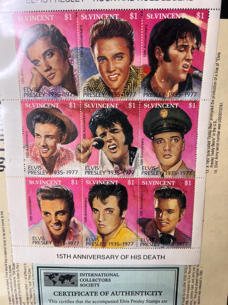 Collectible Elvis Presley Stamp Collection ~ 15th Anniversary of His ...