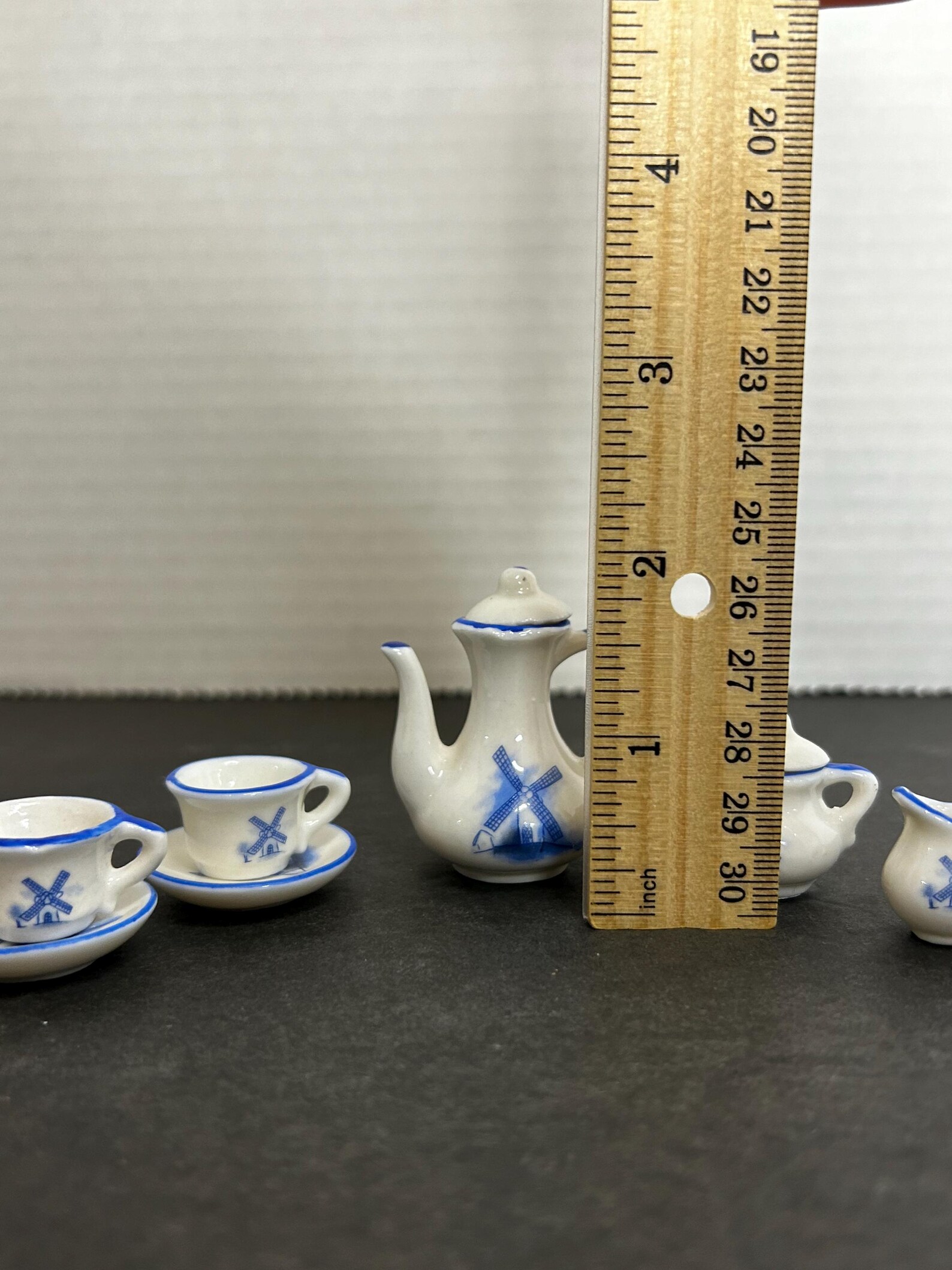 Vintage Miniature Doll House Delft Blue Porcelain Windmill Tea Set - Etsy