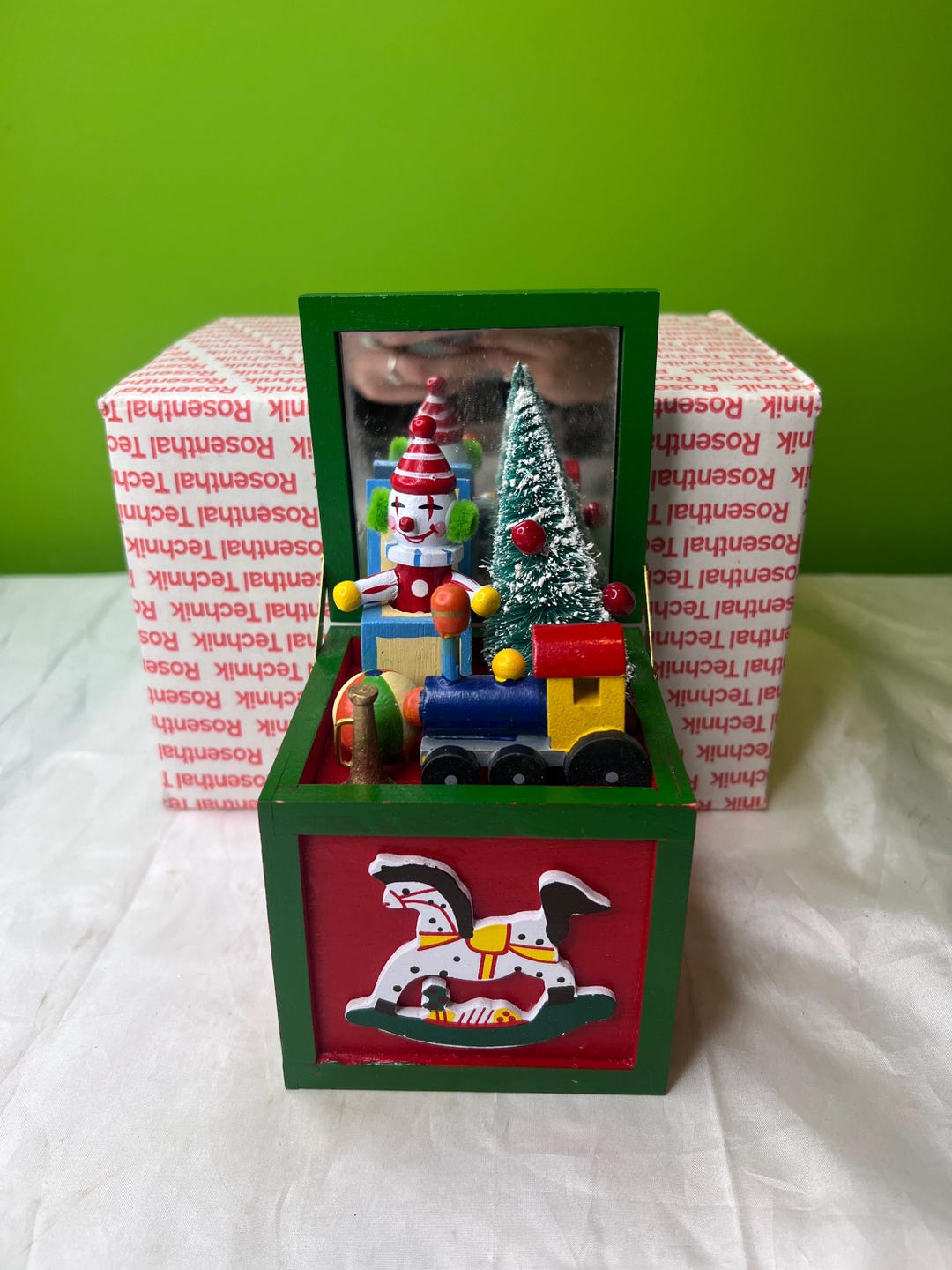 Vintage Hand Made Wooden Miniature Music Box Jack in the Box ~ Moving ...