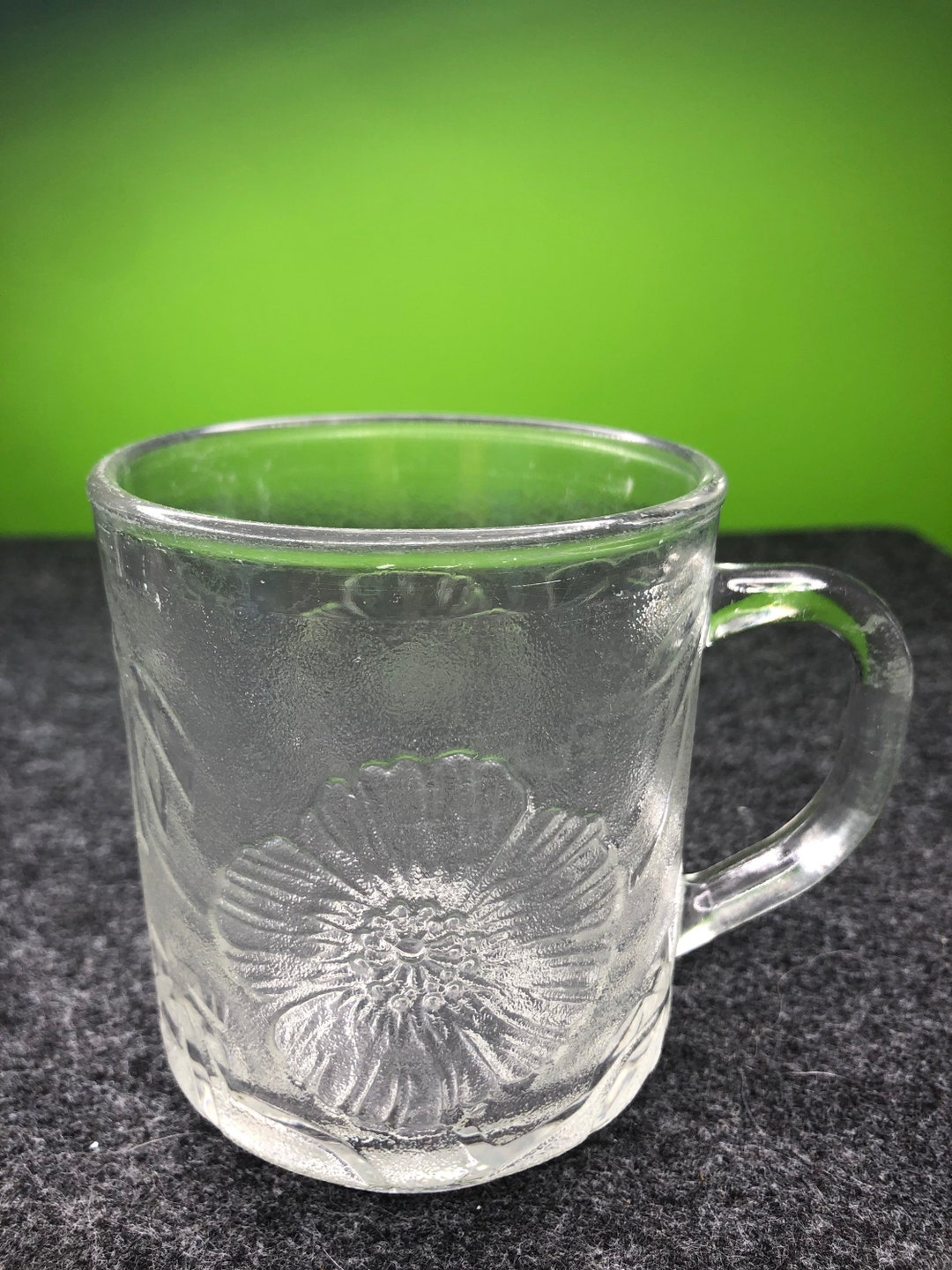Vintage Heavy Frosted Glass Coffee Tea Mug From Malaysia With Gorgeous ...