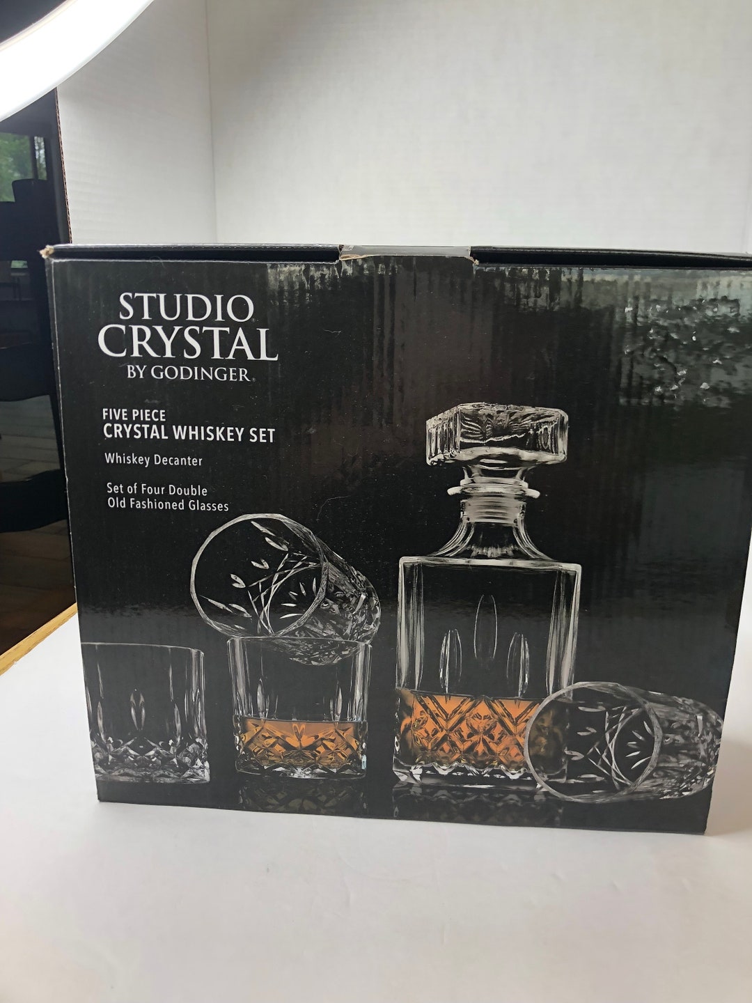 Vintage Studio Crystal by Godinger 5 Piece Whiskey Set W/ Decanter New ...