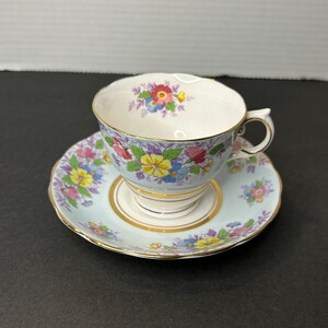 Vintage Colclough England Bone China Pale Blue / White With Floral ...