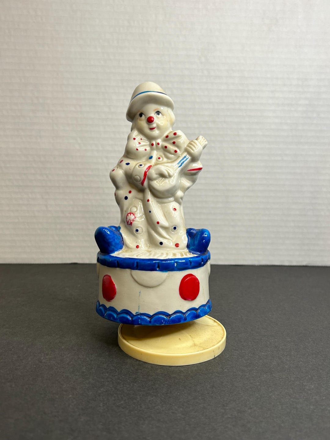 Vintage Ceramic Spinning Music Box Polka Dot Clown With Guitar Lute - Etsy