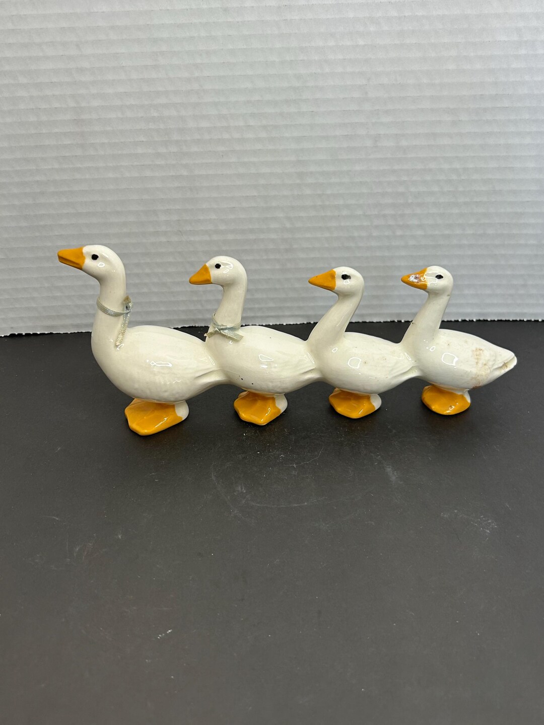 Vintage Adorable Ceramic Row of White Geese Mother Goose and Her Babies ...