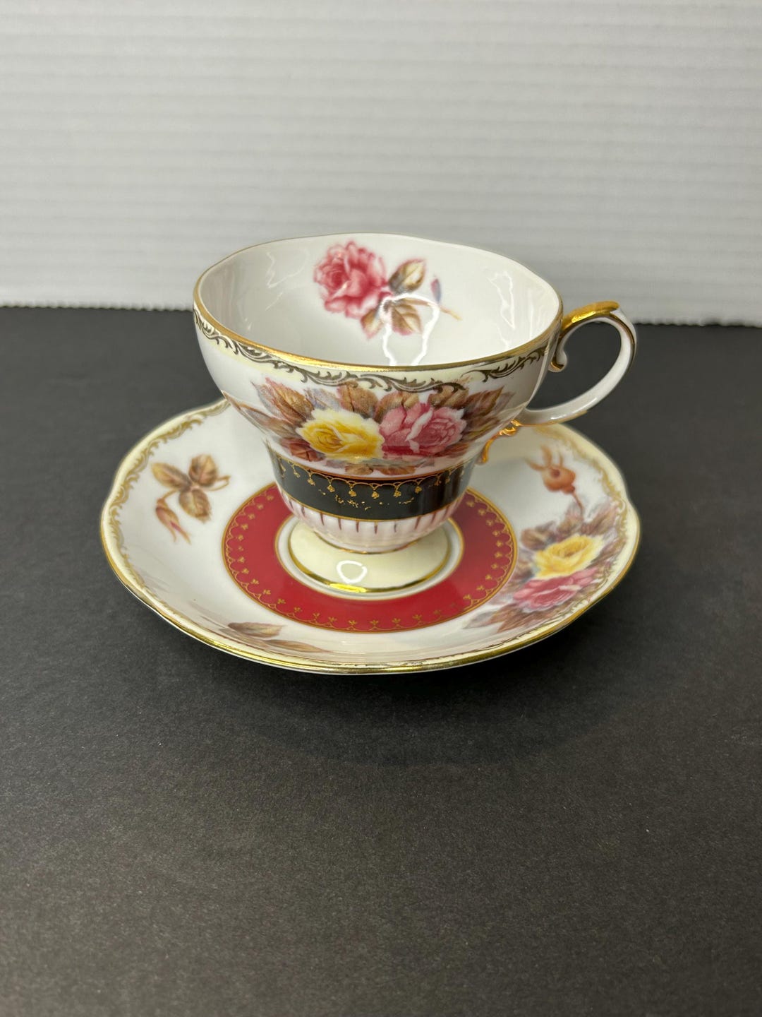Vintage Shafford Japan Hand Painted China Mismatched Black/red Stripe ...
