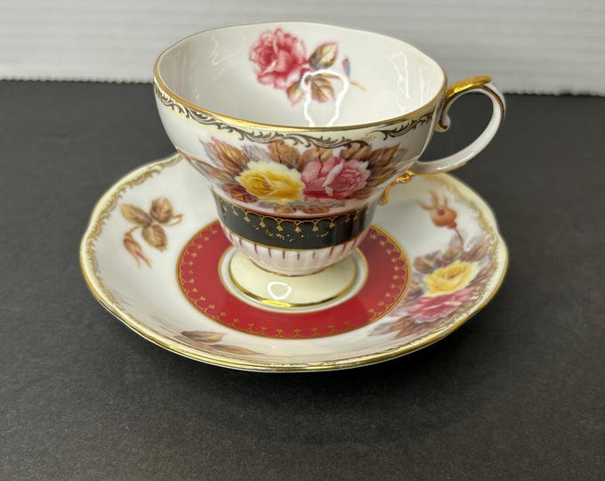 Vintage Shafford Japan Hand Painted China Mismatched Black/red Stripe ...