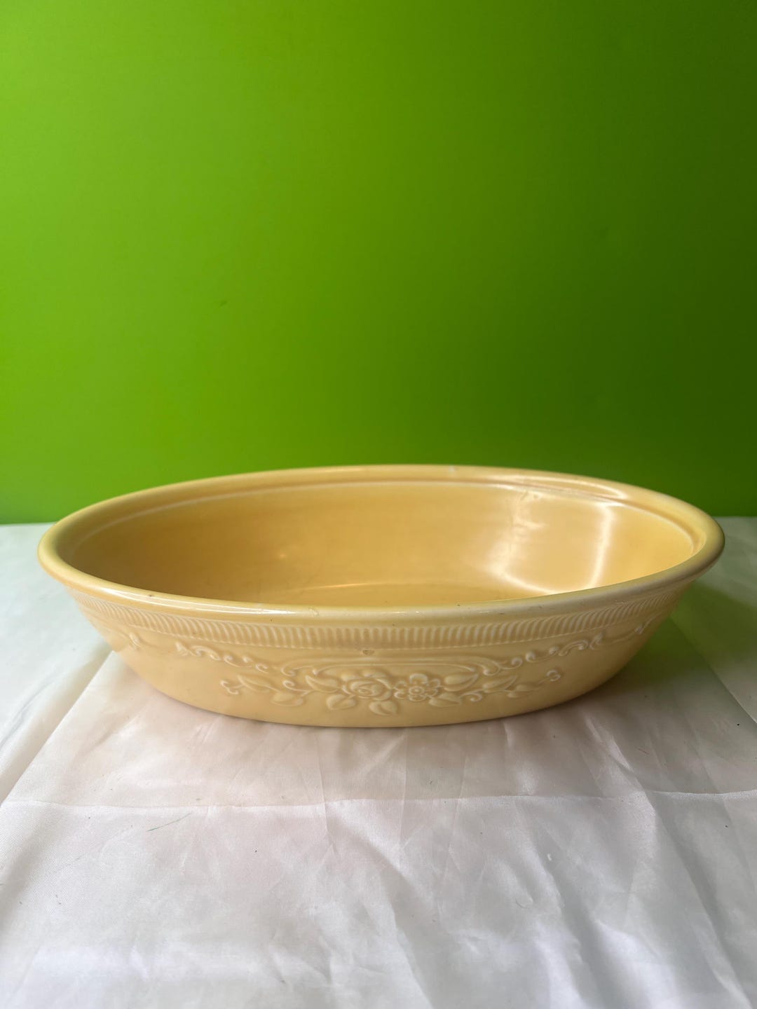 Vintage Homer Laughlin Oven Serve Yellow Floral Decorated Oval Serving ...