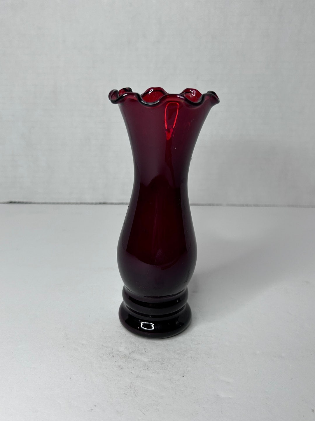 Vintage Ruby Red Anchor Hocking Scalloped Ruffle Edge 6” Bud Vase - Etsy