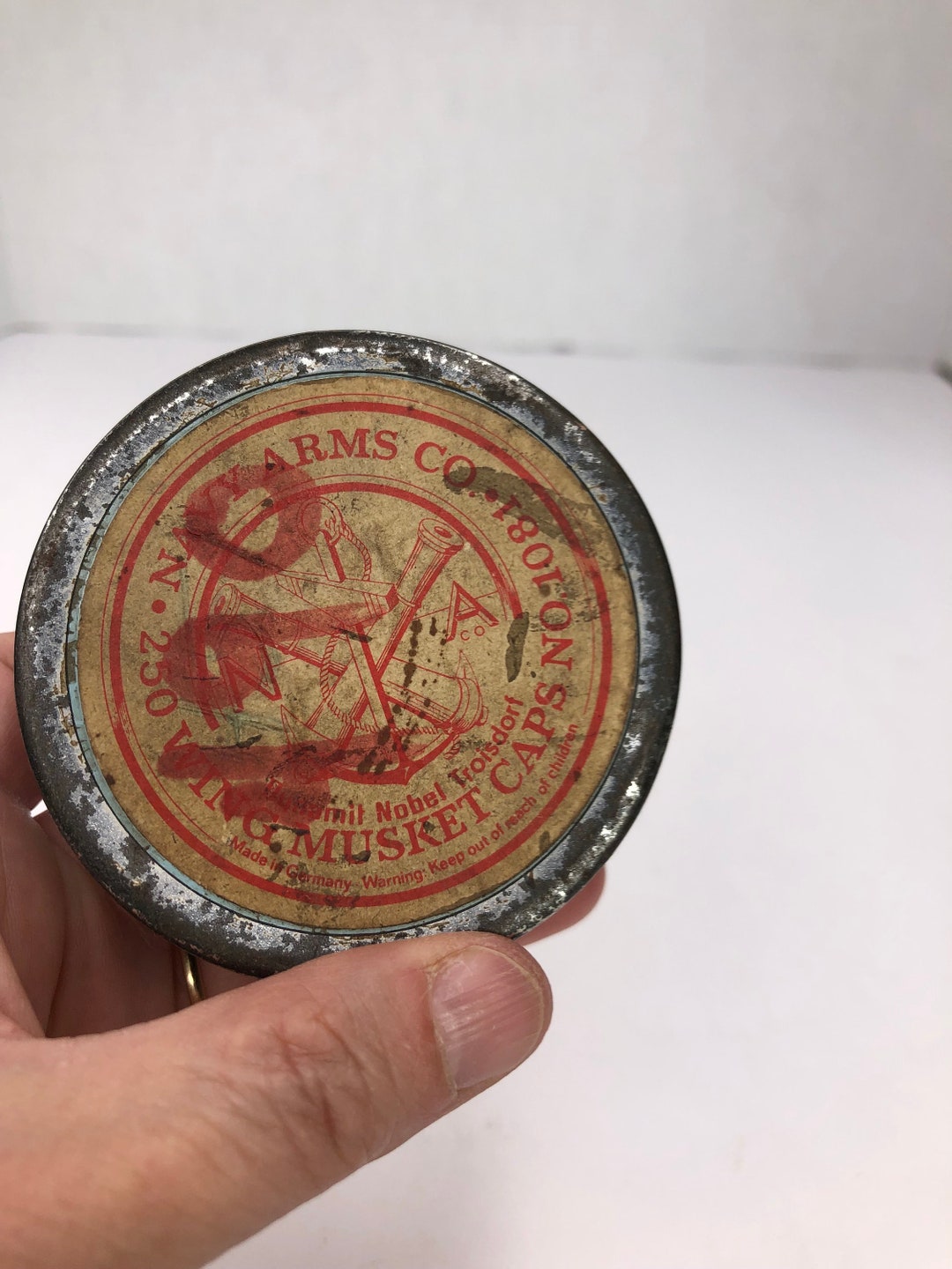Vintage Navy Arms Musket Caps Tin - Etsy
