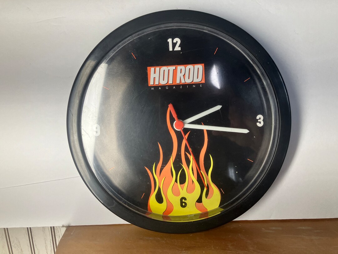 Vintage Hot Rod Magazine Wall Clock Black With Flames - Etsy
