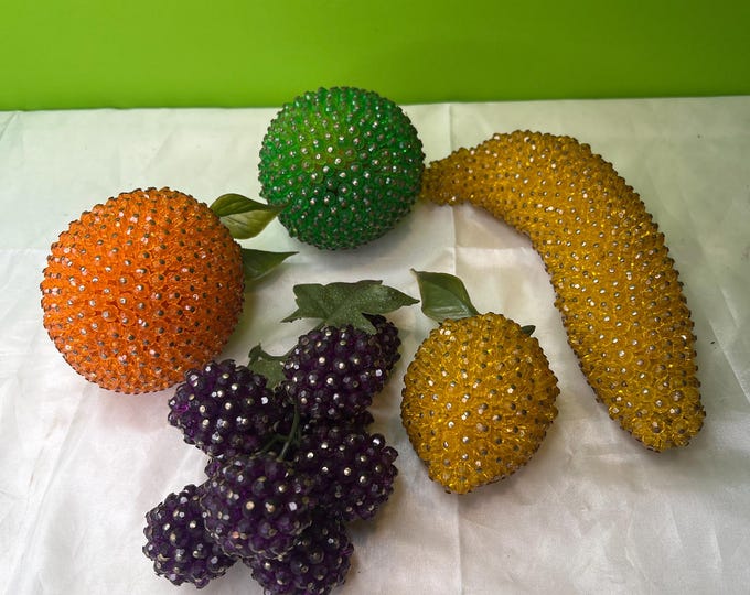 Vintage Beaded Sequin Fruit 50s 60s MCM Kitsch Handmade Full Size ~ Choice of Banana, Orange ...