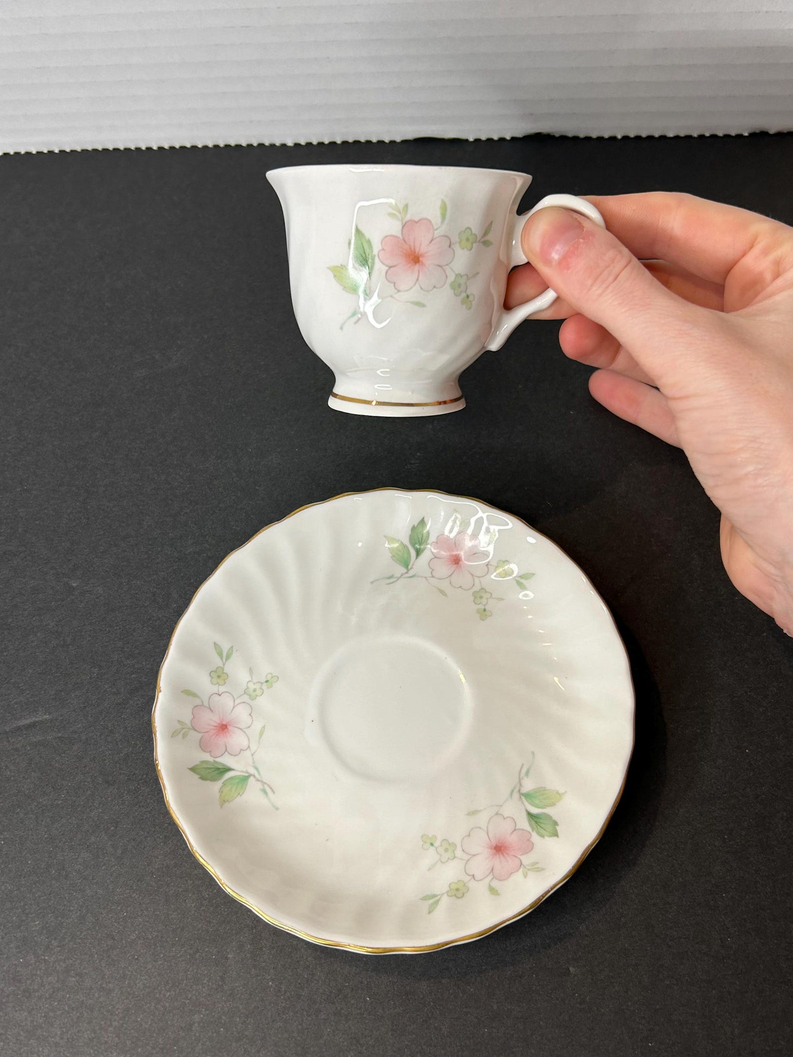 Vintage Hitkari Potteries Bone China India Miniature Pale Pink Flower ...