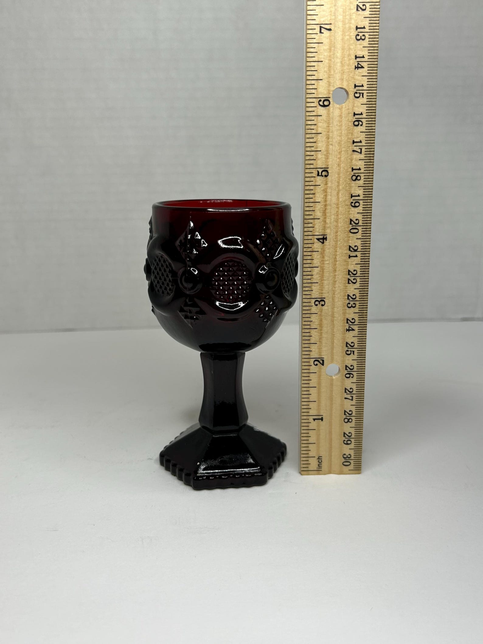 Vintage Pair of Gothic Ruby Red Avon Cape Cod Collection Glass Cordial ...