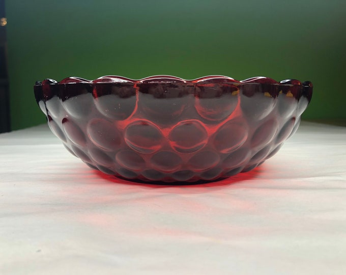Vintage Ruby Red Bubble Glass Bowl Amazing Look and Design - Etsy