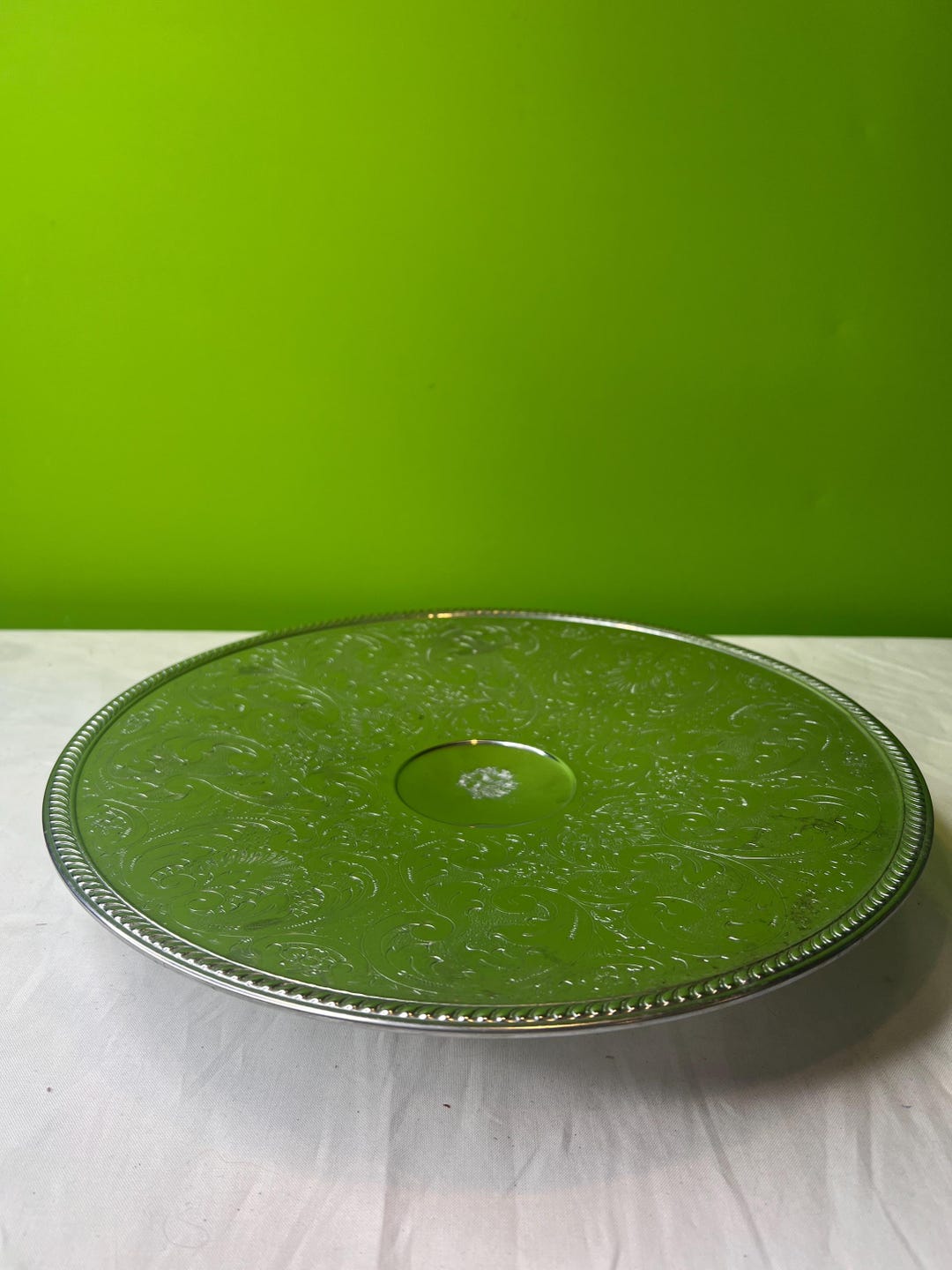 Vintage Perma Brite Chrome National Silver Compant Round Serving Tray ...