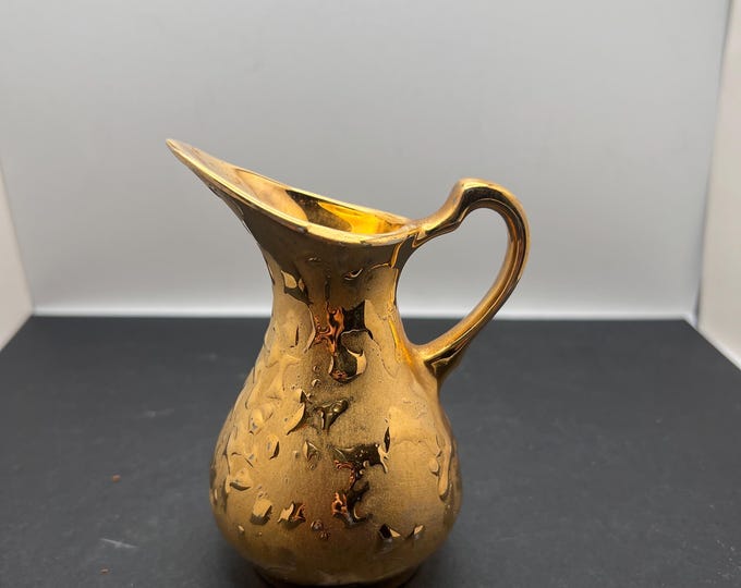 Vintage 22K Gold Vase Weeping Miniature Pitcher Flower 4" Hand ...