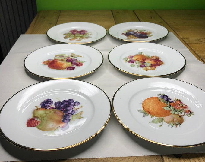 Vintage JKW Fine Porcelain Fruit Plates From West Germany Set of 6 ...