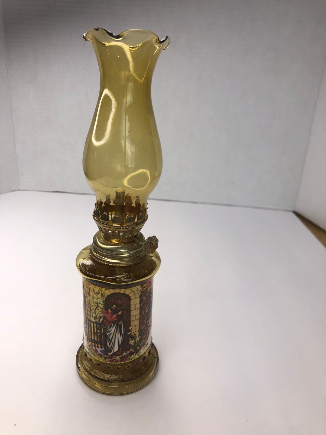Vintage Spiritual Christ Knocking on Door Base Oil Lantern Kerosene ...