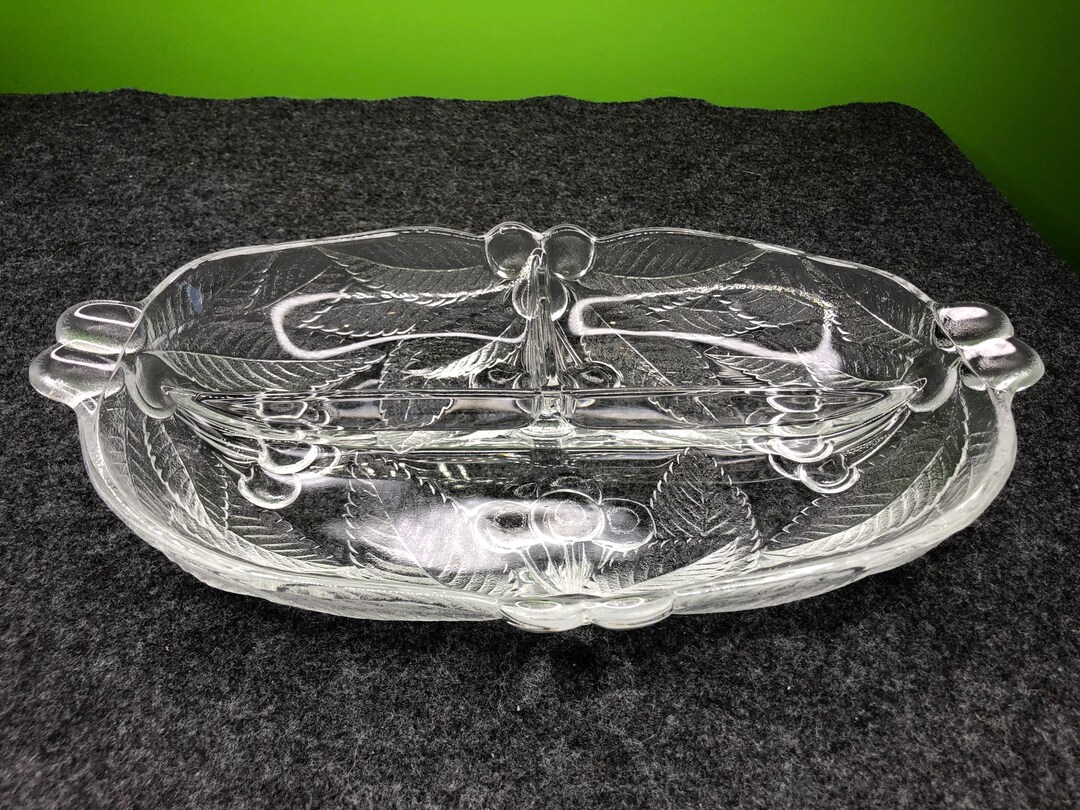 Vintage Mikasa Heavy Pattern Glass Dish With Beautiful Cherry Design ...