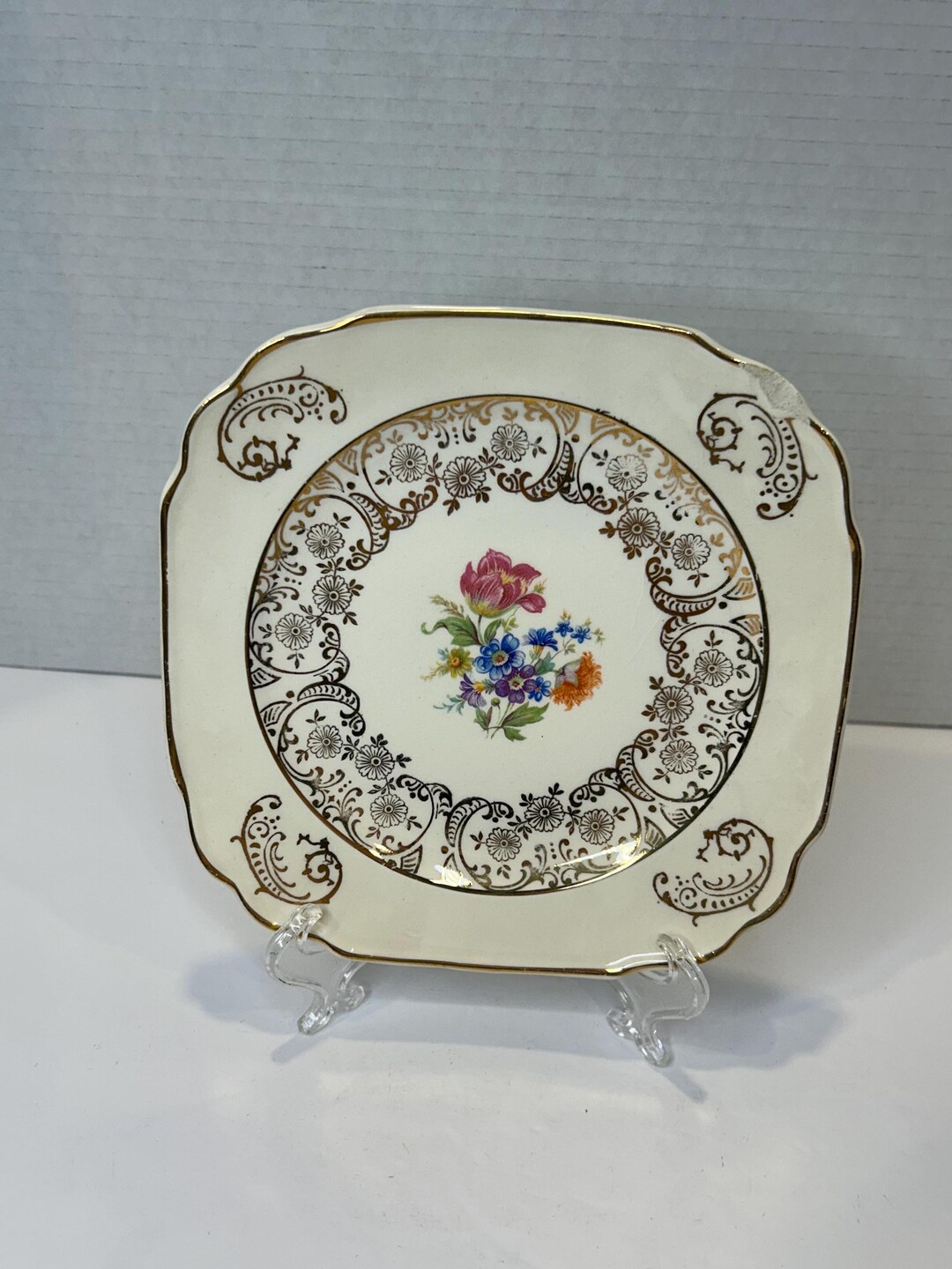 Vintage Harker Pottery Co Gold Flourish Pattern Center Floral Small ...