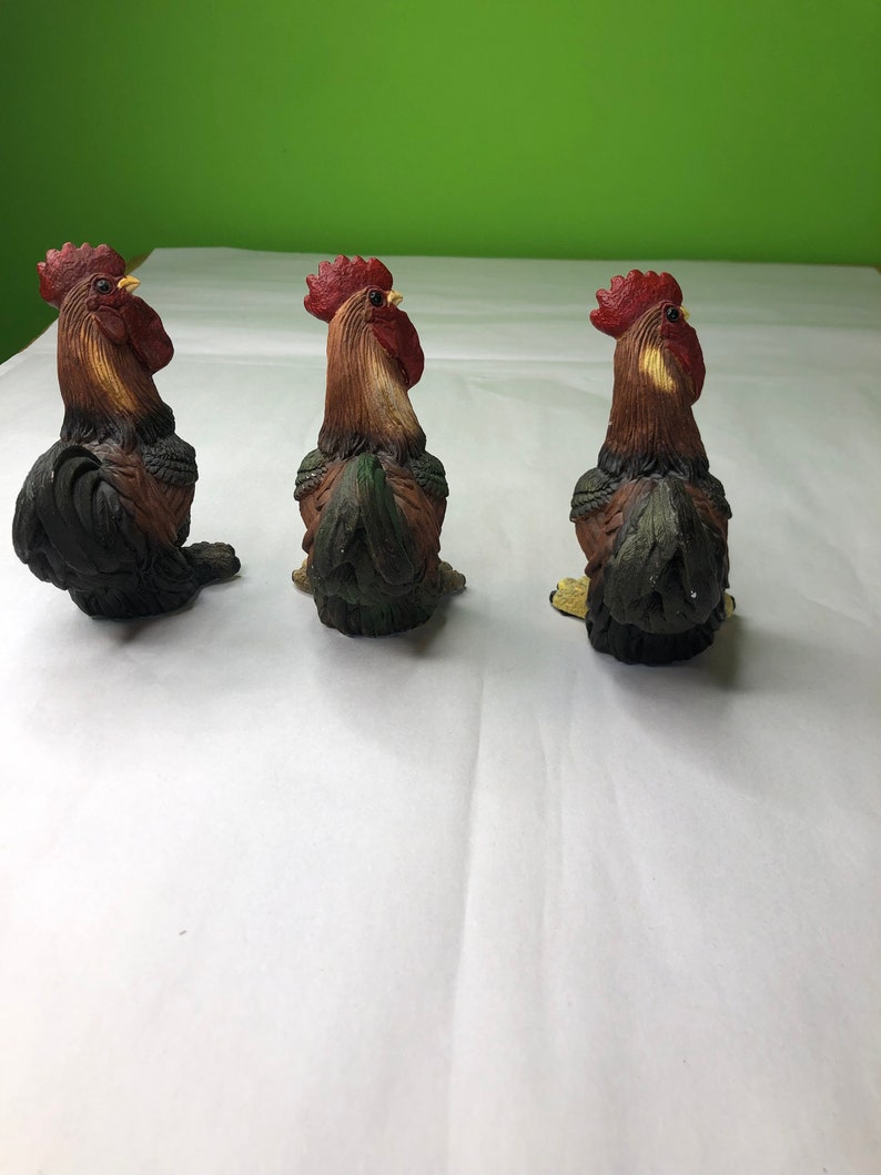 Vintage Roosters Set of 3, Stone Critters. - Etsy