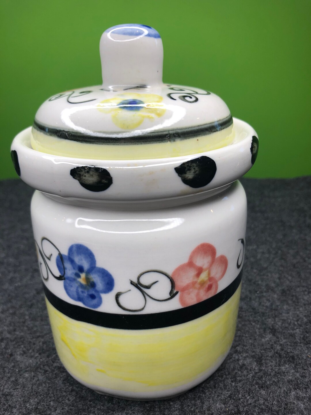 Vintage Panware Stoneware of China Cookie Jar With Beautiful Yellow ...