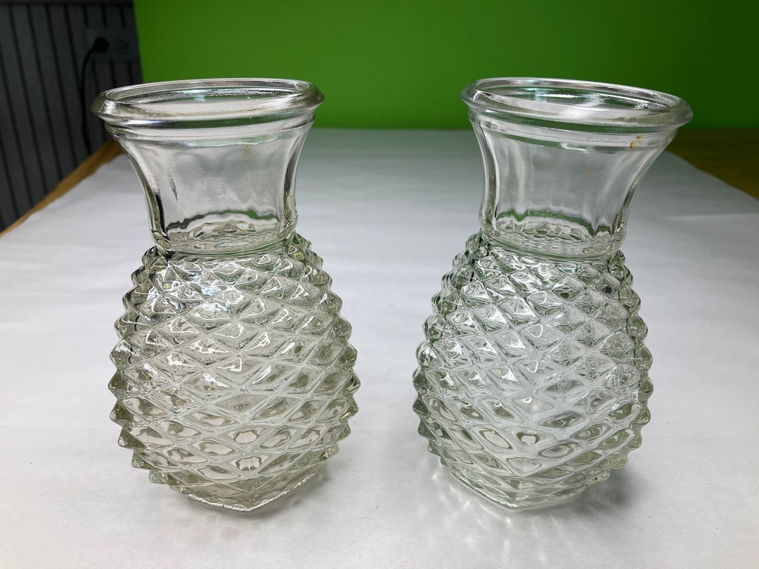 Vintage FTD Glass Vase Collection Textured - Etsy