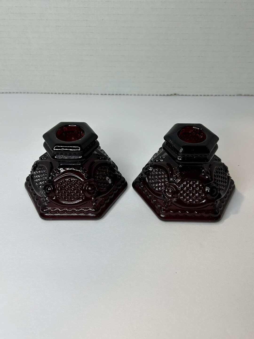 Vintage Avon Cape Cod Ruby Red Small Candlestick Holder Set of 2 - Etsy