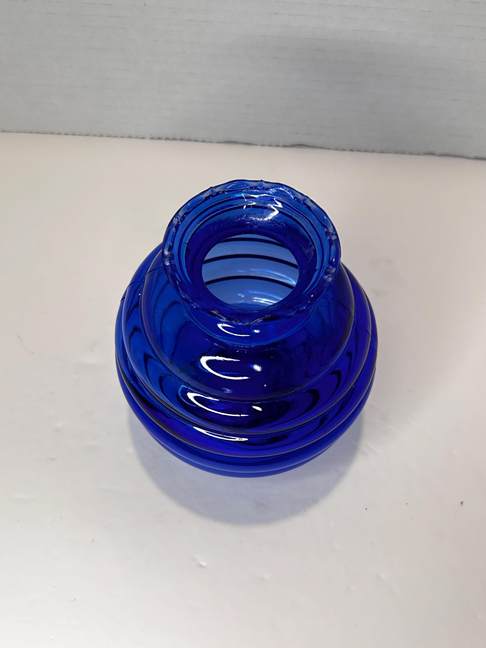 Vintage Ribbed Beehive Cobalt Blue Glass Ball Vase or Container - Etsy