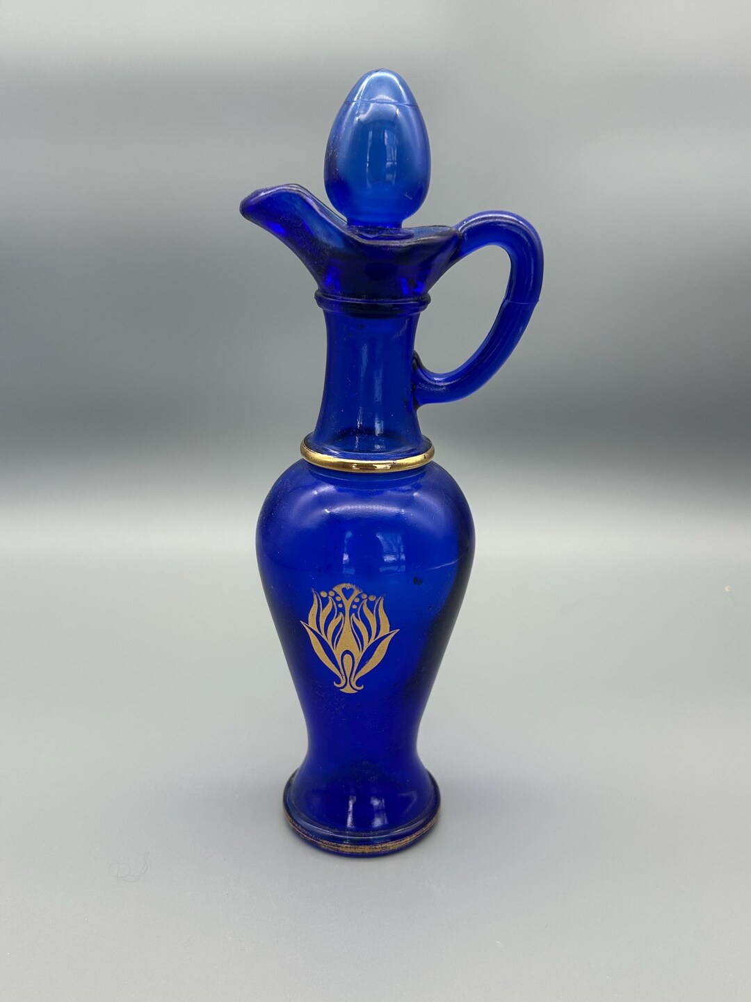 Vintage Avon Skin so Soft Empty 6oz Cobalt Blue and Gold Capped Bottle ...