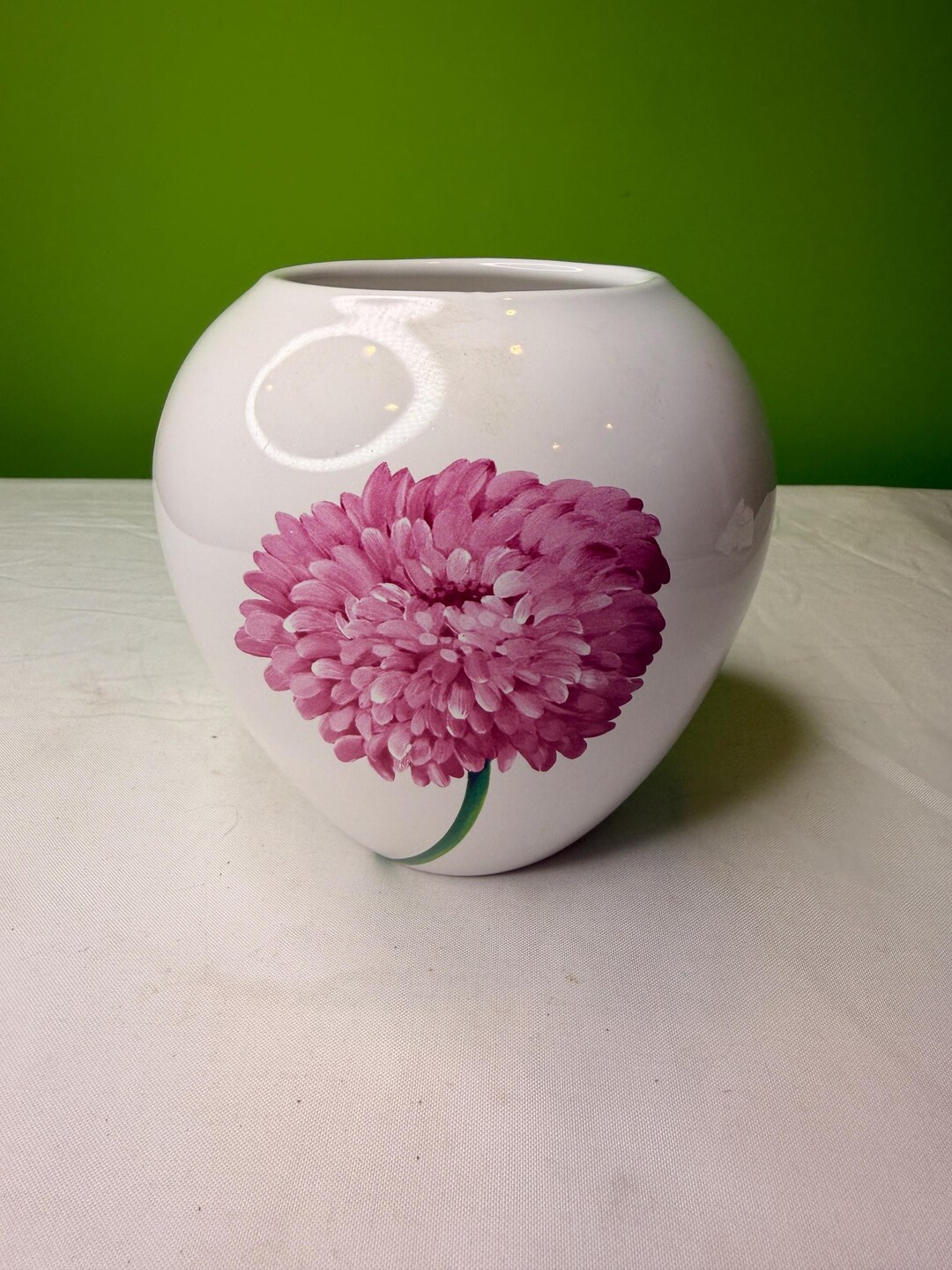 Vintage Teleflora Gifts White Ceramic Vase Featuring a Single Zinnia - Etsy