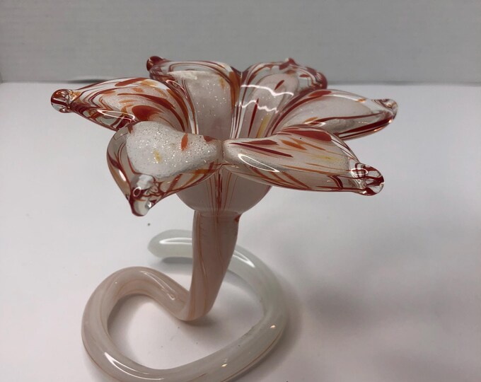 Vintage Murano Style Glassware Crystal Clear Italy Pink Flower - Etsy