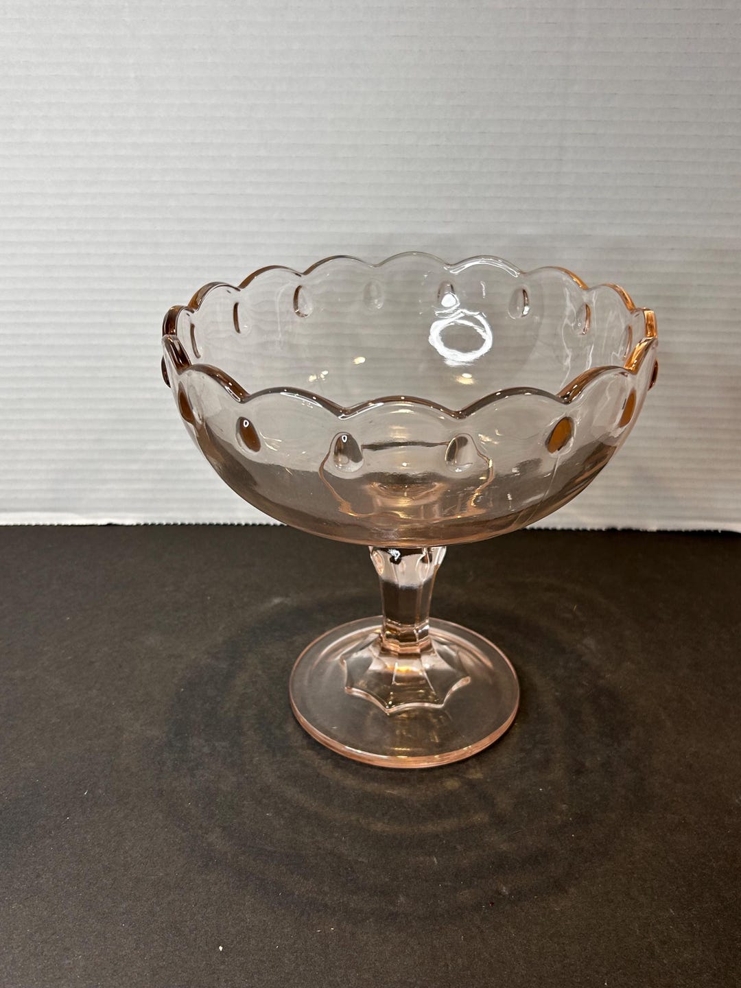 Vintage Large Pink Depression Glass Pedestal Compote Candy Dish - Etsy