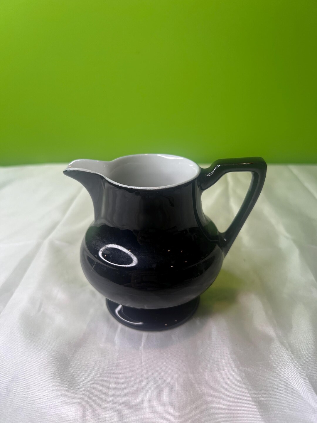 Vintage Believe to Be HALL Brand Black Creamer Pitcher With Right Angle ...