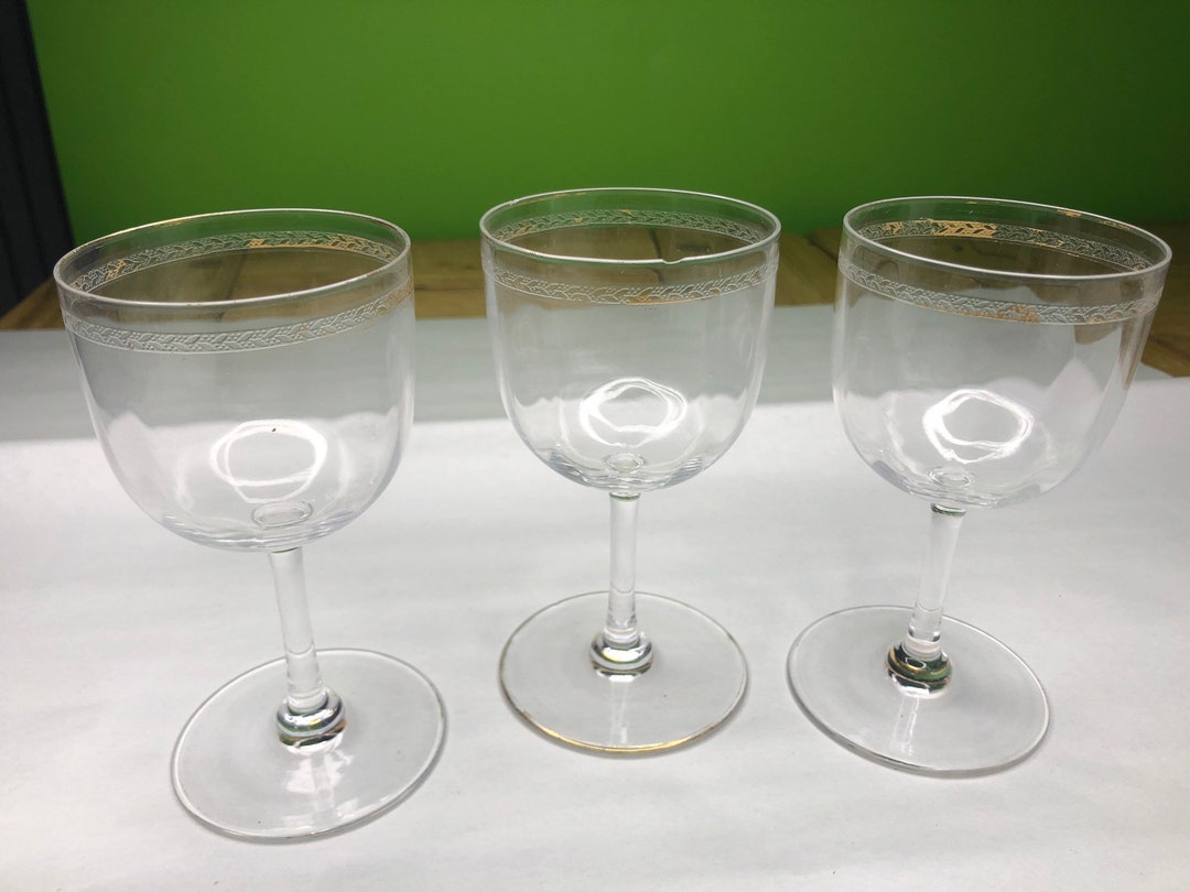 Vintage Crystal Clear Glass Short Stemware Wine Glass Set of With ...