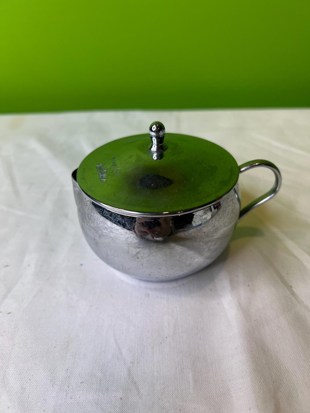 Vintage Metal Chrome Creamer With Lid - Etsy