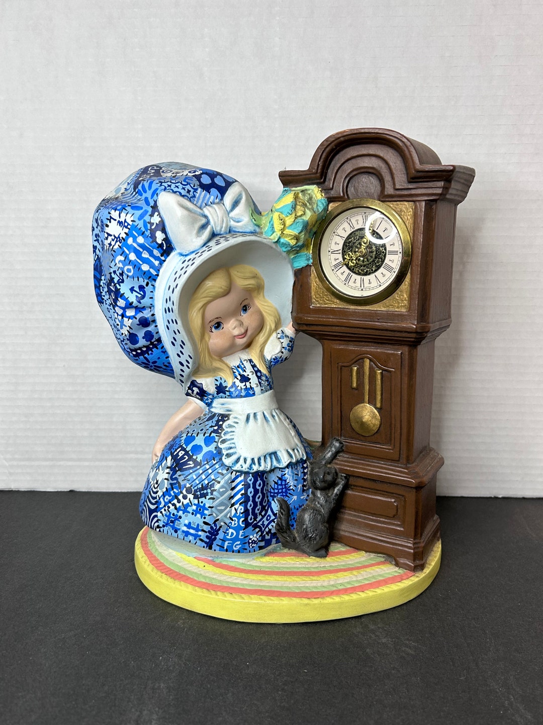 Vintage Narco Prarie School Girl With Grandfather Clock Adjustable Wind ...
