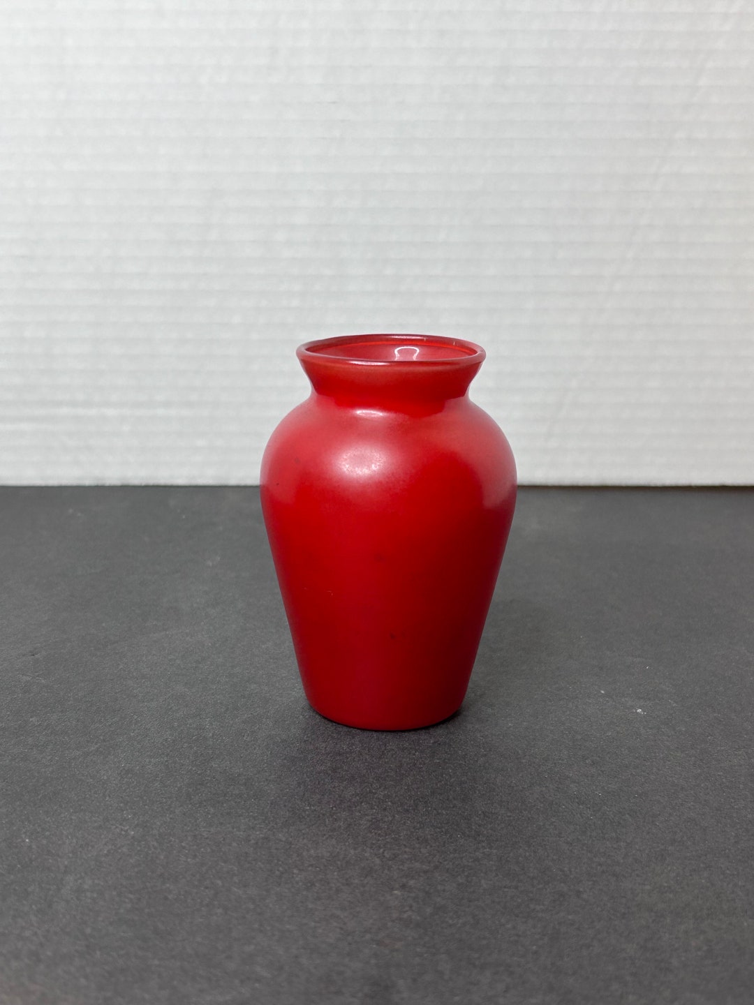 Vintage Bright Red Miniature 4” Glass Painted Vase Plant Potter - Etsy