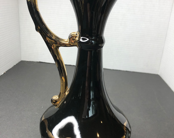 Vintage Ornate Black Pitcher With Gold Accents Some Wear on Gold - Etsy